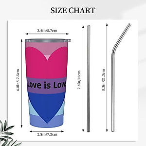 Uniwneds Lgbtq Bisexual Pride Mugs Stainless Steel Tumbler With Lid And Straw 20 Oz Insulated Travel Coffee Mugs Cap Bottle Gifts For Women Men
