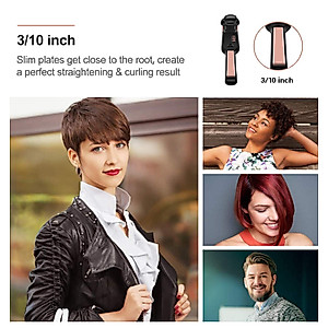 Pencil Flat Iron,Small Flat Iron for Short Hair,Beard and Pixie Cut,1/2 Inch Fast Heating Titanium Ceramic Mini Hair Straightener with Dual Voltage & Adjustable Temperature,Auto Shut Off