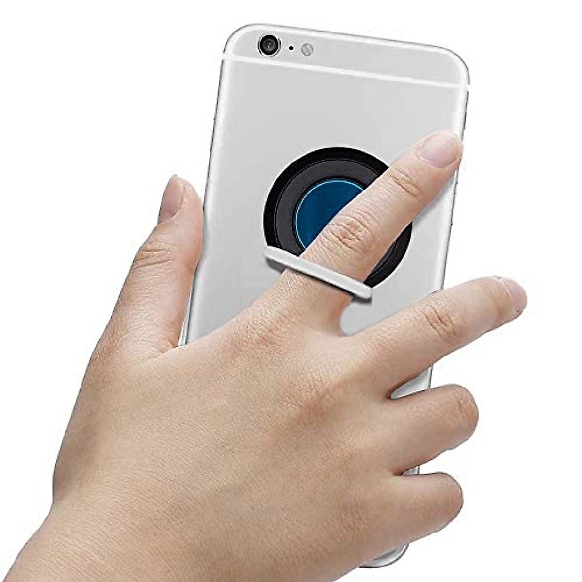 Phone Grip Ring Holder, 360° Rotation Finger Gripper and Kickstand for iPhone & Samsung, Compatible with Cell Phone Magnet and All Magnetic Mounts - Silver