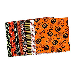NOLITOY 8pcs Pumpkin Cotton Fabric Camo Fabric Quilting Fabric Halloween Fabric Halloween Patchwork Precut Fabric Scraps Owl Bat Ghost Patchwork Halloween Cotton Fabric Color Fabric Gift
