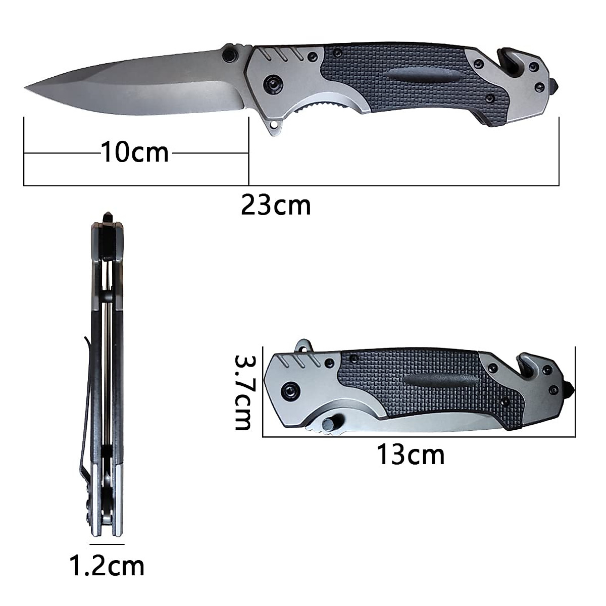 IOCBYHZ Pocket Knife, Stainless Steel Tactical Folding Knife, Outdoor Survival Folding Pocket Knife/Rescue Knife 4'' Blade with Liner Lock Pocketclip, Ideal for Hiking Camping Hunting Fishing EDC
