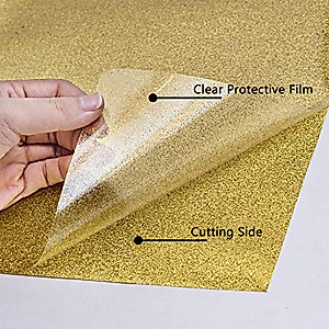 Gold Glitter HTV Heat Transfer Vinyl Roll - 12in x 10ft Iron on Vinyl for Cricut & Silhouette Easy to Cut & Weed for Shirts Gifts