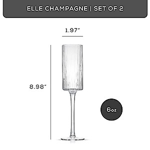 JoyJolt Fluted Champagne Flutes – ELLE 6oz Champagne Glasses. Unique Champagne Flute, Mimosa Glasses, Cocktail Glasses or Wedding Champagne Flutes. Vintage Style Drinking Glasses