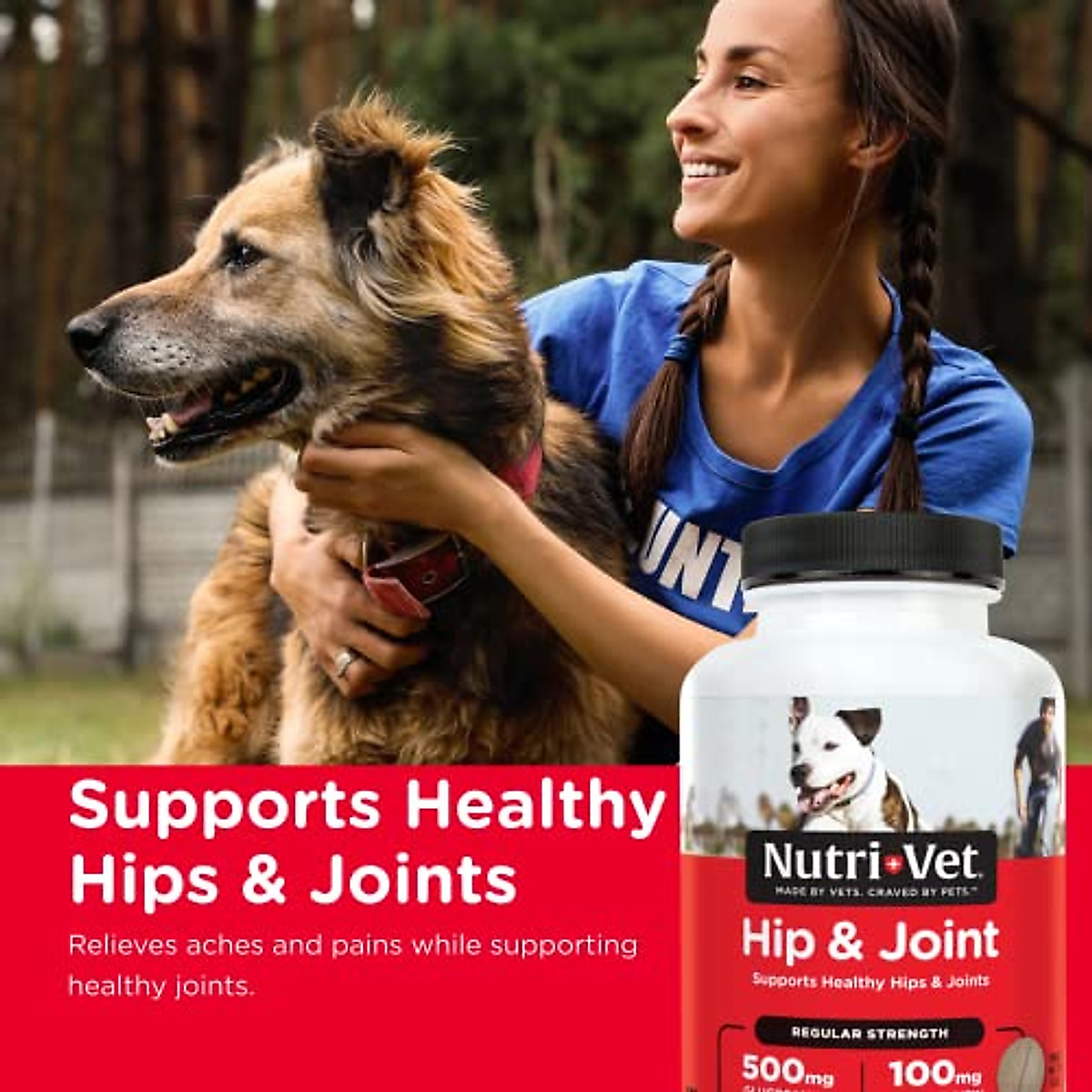 Nutri-Vet Hip & Joint Chewable Dog Supplements | Formulated with Glucosamine & Chondroitin for Dogs | 120 Count