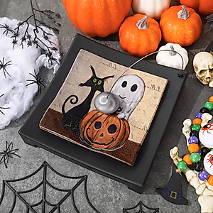 AnyDesign 80 Pack Halloween Paper Napkins Disposable Black Cat Pumpkin Ghost Luncheon Napkins Spooky Decorative Dessert Dinner Hand Napkin for Halloween Party Supplies, 6.5 x 6.5 Inch