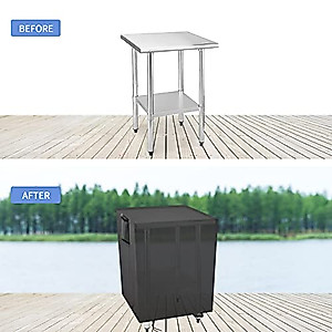 Youlvy Outdoor Prep Table Cover 30 Inch, Waterproof Patio Stainless Steel Table Cover Metal BBQ Table Cover All Season Pretection for Outdoor Table -30 x 30 x 34 Inch
