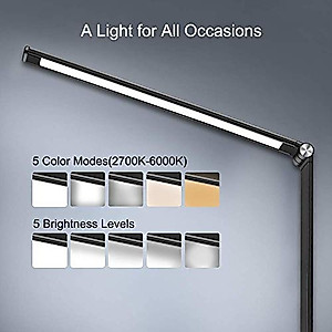 AFROG Multifunctional LED Desk Lamp,Rechargeable Table Lamp,with USB Charging Port,5 Lighting Modes,5 Brightness Levels,Touch Control,30/60 Min Auto Timer,Eye-Caring Office Lamp,5000K,8W