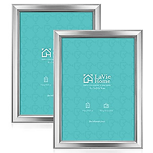 LaVie Home 5x7 Picture Frames (2 Pack, Silver) Simple Designed Photo Frame with High Definition Glass for Wall Mount & Table Top Display, Set of 2 Classic Collection