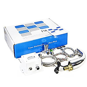 Fyeer Black Automatic Motion Sensor Touchless Bathroom Sink Faucet with Hole Cover Plate,Battery Powered with Control Box and Temperature Mixer,Hands Free Bathroom Tap…