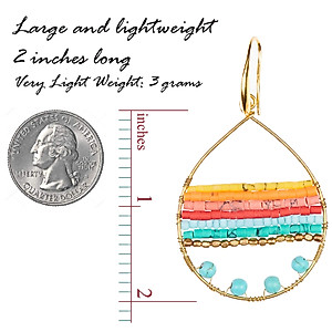 Akitai Boho Teardrop Multicolor Earrings Silver and Gold Plated with Colorful Varieties - Handmade Bohemian Turquoise Jewelry for Women and Beach Earrings For Women Vacation