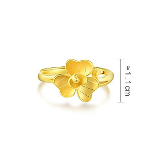 CHOW SANG SANG Chinese Wedding Collection 999.9 24K Gold Price-by-Weight 4g Gold Floral Ring (Adjustable) for Women 90353R
