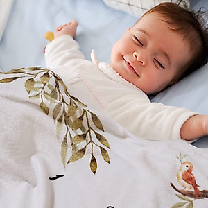 Yoothy Woodland Baby Monthly Milestone Blanket for Boy Girl Unisex, Gift for Baby Shower, Baby Photo Blanket for Newborn Picture, Wreath &12 Stickers Included, Soft Flannel Blanket 45''x40''