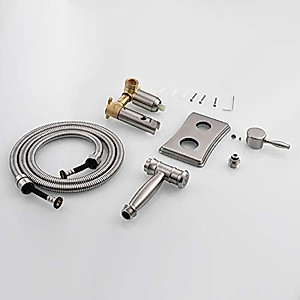Tecmolog Stainless Steel Toilet Sprayer Kit Hand Held Bidet Sprayer for Toilet Hot and Cold Water Diaper Sprayer Shattaf Bathroom Attachment, Brushed Nickel, WS035F