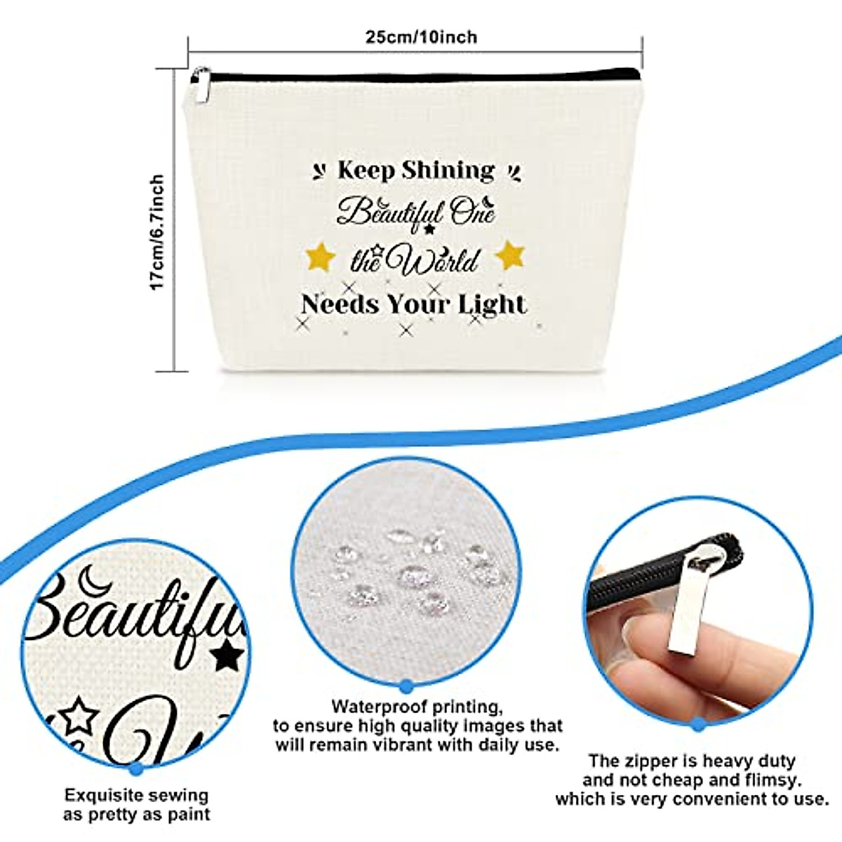 Inspirational Gifts for Girls Women Makeup Cosmetic Bag Best Friend Sister Friendship Gift Encouragement Gift Appreciation Thank You Gifts Birthday Christmas Graduation Gifts for Daughter Coworker BFF