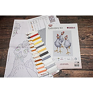 Luca-S Cross Stitch Kit My Chickens, Counted Cross Stitch Kit for Adults, Embroidery Needlecraft Kit