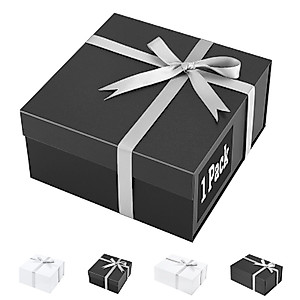 MESHA 8X8X4 Magnetic Gift Box, 1PC Gift Boxes for Presents,Gift Box Magnetic Closure,Black Gift Boxes with Lids,Magnetic Boxes for Gift,Bridesmaid Proposal Box for Presents