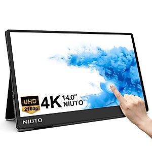 4K Portable Touch Monitor Travel Screen Second Touchscreen Extender UHD USB C Computer Gaming for Laptop 14.0 Inch 3840 X 2160 IPS Compatible with Mac,MacBook,Nintendo Switch