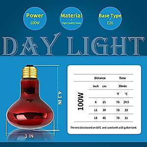 HANJION Reptile Red Light Bulb 100W , Reptile Infrared Basking Spot Bulb Red Lamp for Bearded Dragon Lizard,Snake Heating