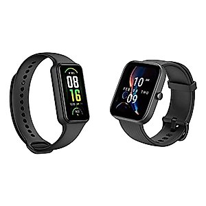 Amazfit Band 7 Fitness & Health Tracker for Women Men, 18-Day Battery Life, Black & Bip 3 Pro Smart Watch for Android iPhone, 4 Satellite Positioning Systems, Water-Resistant(Black)