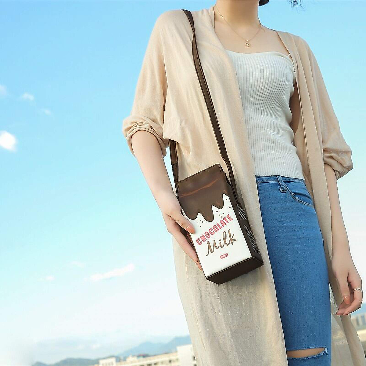 Fozehlad Women Strawberry Milk Box Shoulder Bag Fashion Ladies Cross Body Purse Phone Walllet Pursers