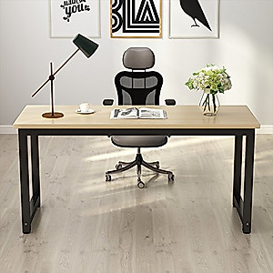 Tribesigns Computer Desk, Large Office Desk Computer Table Study Writing Desk for Home Office, Walnut + Black Leg, 63 X 23.6 inch