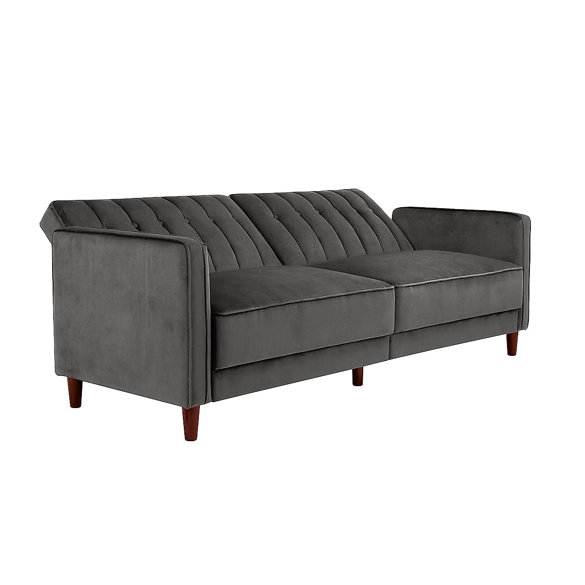 DHP Pin Velvet Convertible Sleeper Sofa in Gray