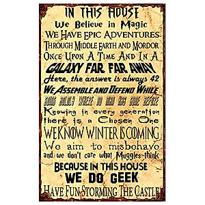 Vintage Funny Metal Tin Sign In This House We Do Geek Magic 8x12 Inches Poster Wall Decor Home Office Bar Garage Cafe Hotel Man Cave Club