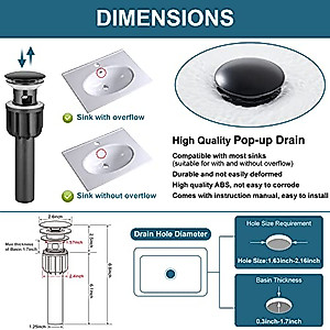 Midanya Matte Black Bathroom Sink Faucet 1 Hole Single Handle Deck Mount Lavatory Mixer Tap Include Pop Up Drain and Cover Plate One Lever Stainless Steel SUS304 Commercial