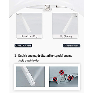 Square Smart Toilet Seat Drying and Deodorizing Toilet Bidet Seat, Suitable for Square White Seat, Warm Air Drying, Stainless Steel Nozzle