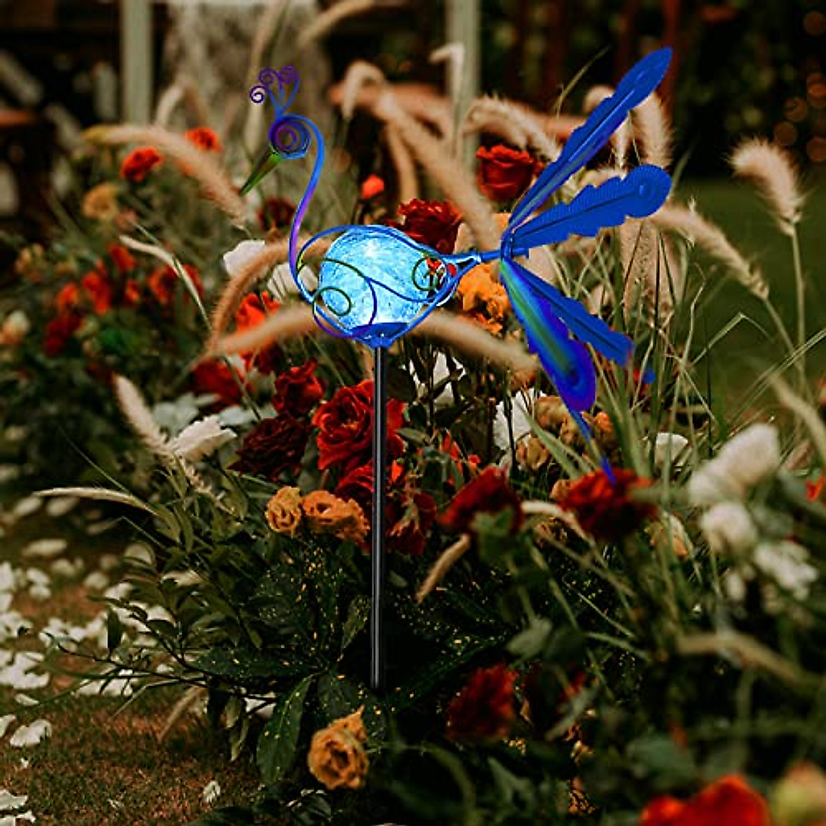 YJFWAL Peacock Solar Garden Lights Peacock Decor Garden Waterproof Peacock Solar Stake Lights Solar Pathway Lights for Patio, Halloween Decor, Lawn Decor