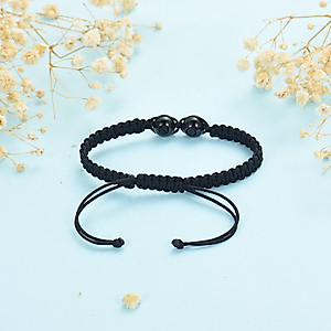 mingkejw Cremation Jewelry Heart Ball Urn Bracelet for Ashes Women Men Adjustable Braided Bracelets Link Cremation Memorial Bracelet,Dad