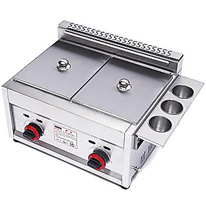 Commercial Countertop Deep Gas Fryer Stainless Steel Outdoor Cooker 6L Basket ×2 Chicken Chips Fryer For French Fries Restaurant Home Kitchen (Type 1)