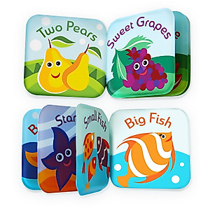 Floating Baby Bath Books Set of 4 - Bath Books for Babies, Infants - Waterproof, Mold-Free Bath Toys for Learning & Early Education (Fruit, Ocean, ABC, Numbers Books)
