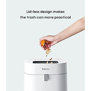 TOWNEW T Air Lite(T02B) Self-Sealing 4.4 Gallon Waste Bin | No Lid Waterproof Motion Sense Activated Garbage Bin | Smart Home Electric Trash Cans - White x1 Refill Ring Included (Up to 25 Bags)