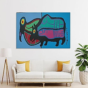 Norval Morrisseau Prints Loon, Fish Worlds Poster Poster Cool Artworks Painting Wall Art Canvas Prints Hanging Picture Home Decor Posters Gift Idea 12x18inch(30x45cm)