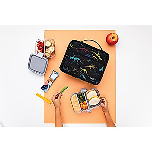 PackIt Freezable Lunch Box, Dino Fossils Neon, Built with EcoFreeze Technology, Collapsible, Reusable, Zip Closure, Perferct for Fresh Meals On the Go