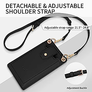 FYY Small Leather Phone Purse Crossbody for Women - Black Cell Phone Purse Wallet with Card Slots and Zipper Pocket for iPhone 14 13 12 11 XS Max Galaxy S23