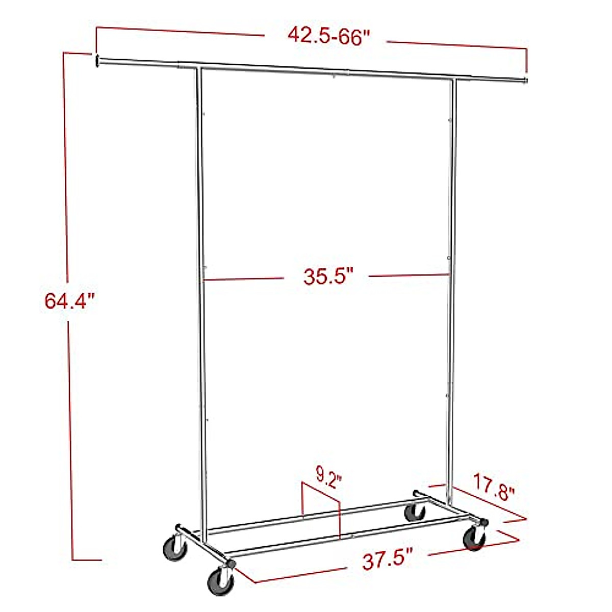 Yaheetech Metal Garment Rack with Wheels, Heavy Duty Clothes Rack with Extendable Hanging Rod, Clothing Rack for Hanging Clothes, Silver