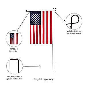 Evergreen Flag Oversized Metal Outdoor Flag Stand 7-Feet Tall & 40-Inch Wide | Sturdy 5 lbs Solid Steel | Black | Fits 3x5 and Smaller American Flag and Seasonal | Home Garden Planter House Décor