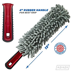 REISES Car Duster Set - Car Duster Exterior Scratch Free with Extendable Handle - Remove Dust Exterior Interior of Cars - Microfiber Car Brush Detail & Car Duster Cleaner