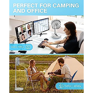 esemoil Portable Foldable Fan for Travel, 8" Oscillating Rechargeable Fan with Remote, 7200mAh Rechargeable Folding Standing Table Fan with 4 Speeds, Floor Pedestal Fan for Bedroom Office Travel Camp