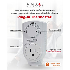 Large Room Indoor Heater - 600W Amaze Maxi Convection Panel Heater w/Wall Mount Kit, Up to 300 sq ft Room - 36”x24” Paintable, Energy Efficient, & Silent Bathroom, RV or Garage Heater - Amaze Heaters