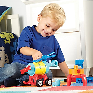 Learning Resources 1-2-3 Build It! Rocket, Train, Helicopter, 17 Pieces