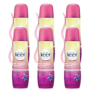 Veet Spray On Hair Removal Cream, 5.1 oz., for Legs & Body (Pack of 6)