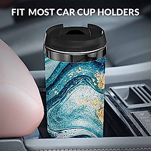 WONDERTIFY Ocean Marble Ripples Agate Coffee Cup Blue Paint Gold Powder Coffee Mug Stainless Steel Bottle Double Walled Thermo Travel Water Metal Canteen