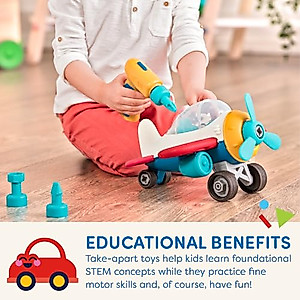 Battat- Wonder Wheels- Take-Apart Airplane – Toy Plane With Drill For Kids – STEM Toy- Developmental Toy – 3 Years +