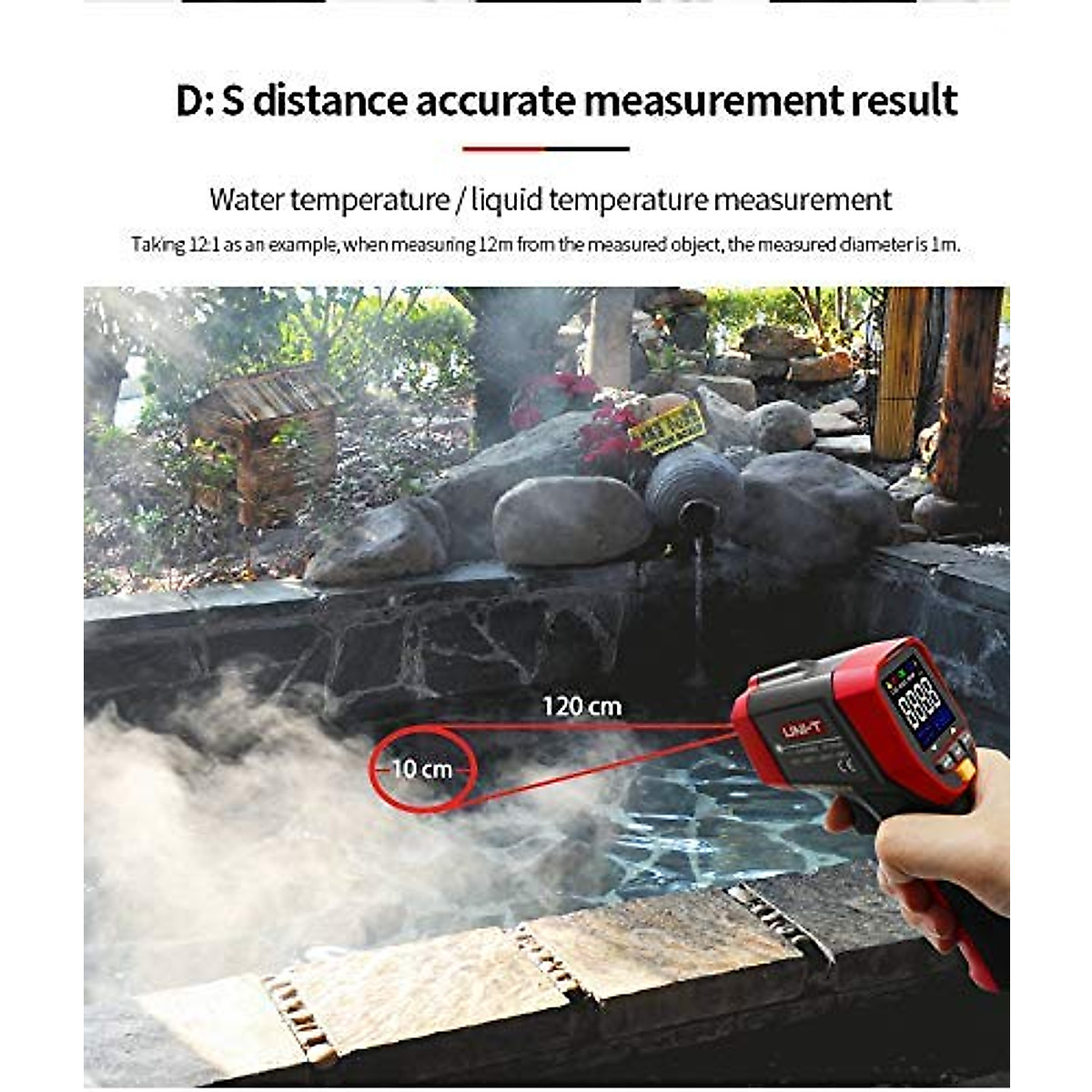 UNI-T UT301A+ Infrared Thermometer, Not for Human, -25.6°F to 788°F (-32°C to 420°C) Non-Contact Digital Laser Temperature Gun with LCD Display, Red & Grey