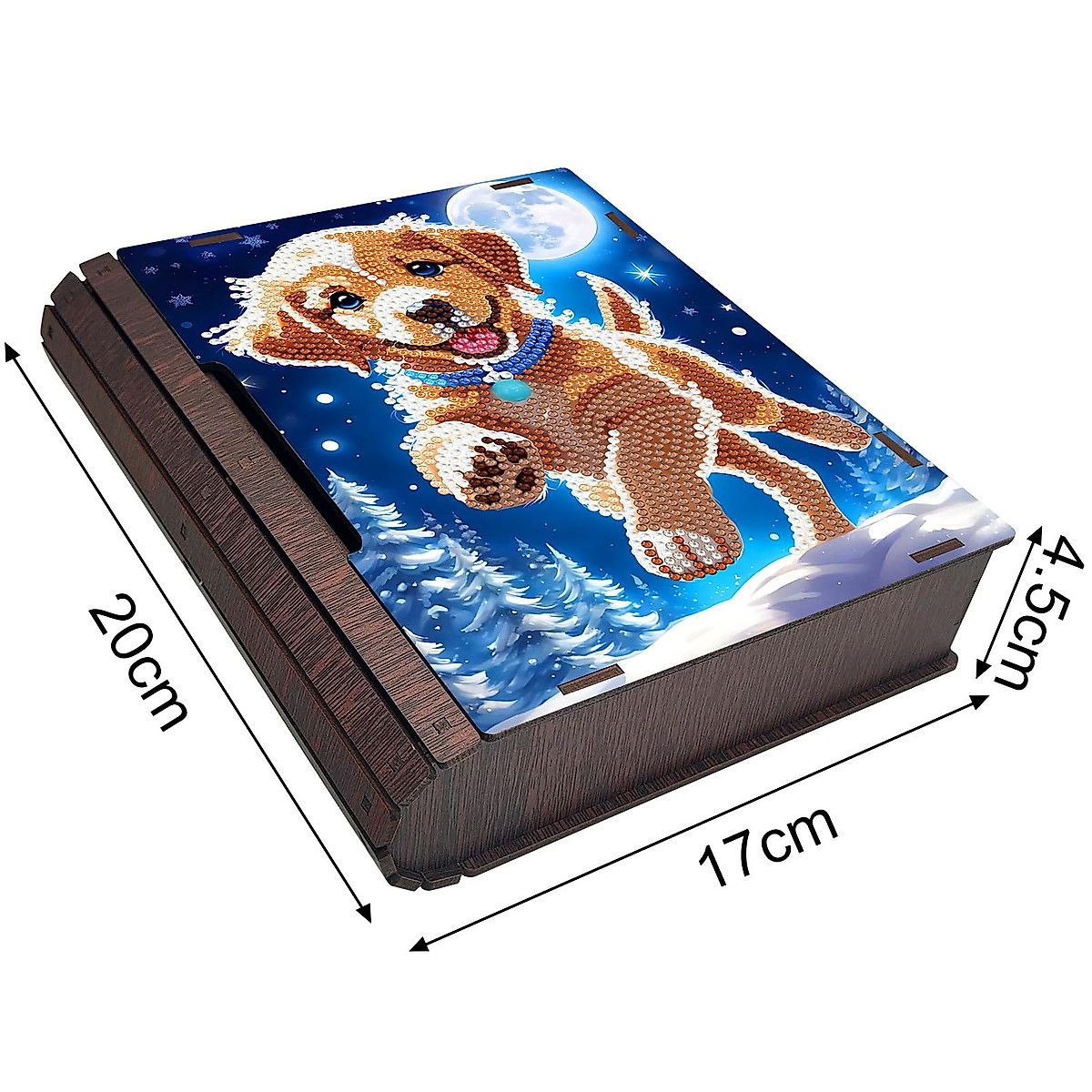 ARTopet DIY Drawer Storage Box Christmas Diamond Art Painting Wooden Tabletop Drawer Organizer Special Shaped Crystal Ornament for Office Home Toiletries Supplies Vanity-Dog