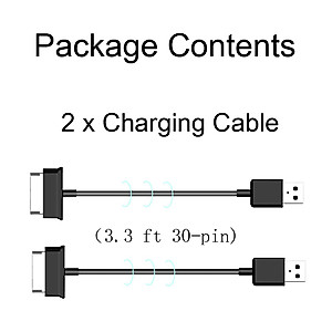 Lisheng 2Pack Black 3.3FT 30 Pin USB Charging Cable Cord for Galaxy Tab 2 10.1"/7.0",10.1"/8.9",Tab 7.7 Plus,Gt-n8013 Gt-p5113 Sgh-i497 i915 Note 10.1 GT-N8000,P5100,P3110,P7510 Tablet Charger Cable