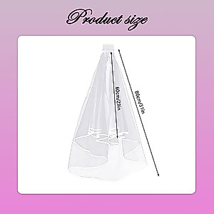 Amaxiu Short Wedding Bridal Veil with Comb, 2 Tier Tulle Bride Veil Elbow Length Wedding Veil Ribbon Edge 60-80cm/23-31in